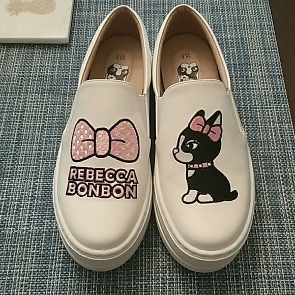 Rebecca Bonbon | Shoes | Rebecca Bonbon Logo Vegan Sneakerswhite | Poshmark